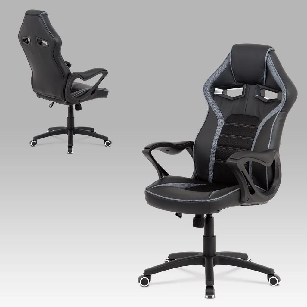 Artium Kancelářská židle, černá látka + MESH, šedá MESH, kříž plast černý, houpací mech -  KA-G406 G