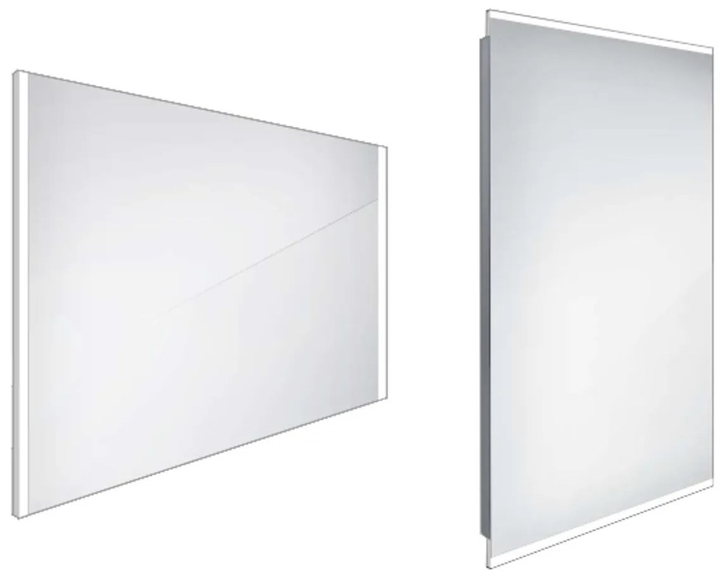 Nimco Zrcadla - Koupelnové podsvícené LED zrcadlo 90x70 cm, hranaté, aluminium ZP 11019