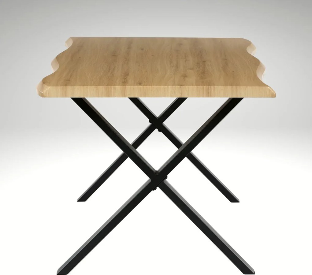 Vikio Jídelní set pro 8 osob 180x90 cm soft dub noha X béžová židle VJS238-8BE-S