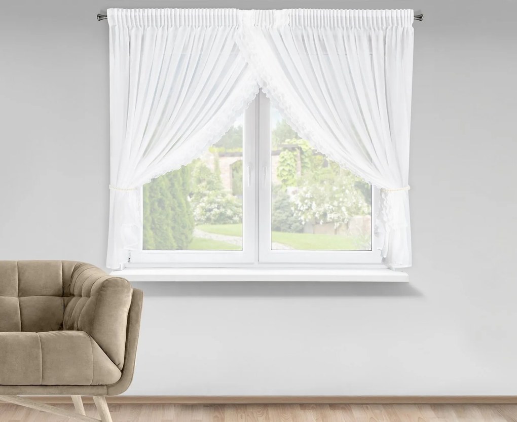 ZÁCLONA NA PÁSCE LUISA 400X160 CM BÍLÁ