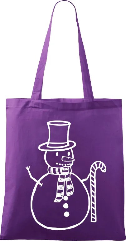 Plátěná taška Handy - Sněhulák - S ozdobou Barva tašky: FIALOVÁ, Barva motivu: BÍLÁ