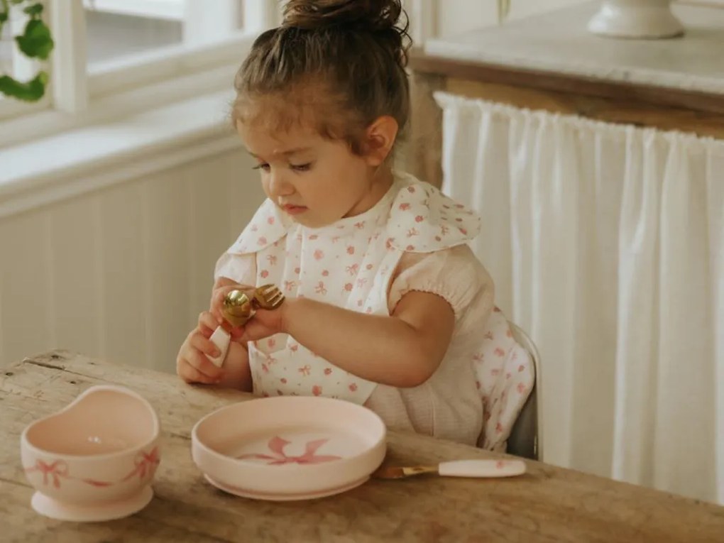 Elodie Silikonová miska se lžičkou Rosy Bow