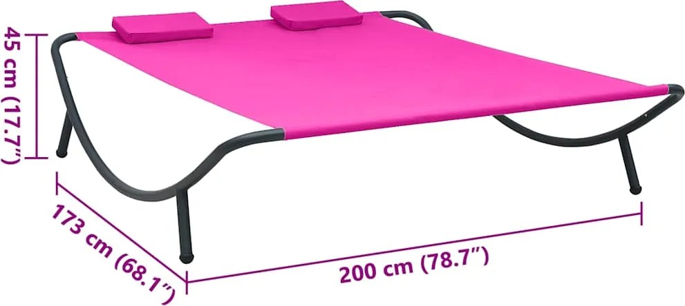 Zahradní lehátko textil růžové 313532