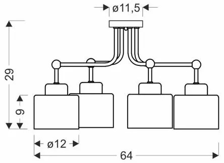Přisazený lustr OLENA 4xE27/60W/230V černá