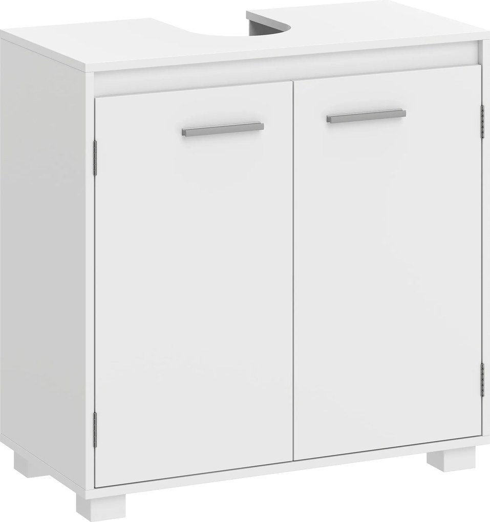 HOMCOM skříňka pod umyvadlo s nastavitelnou policí a 2 dveřmi, vhodná pro umyvadla s nebo bez soklu, 60 x 30 x 60 cm, bílá | Aosom