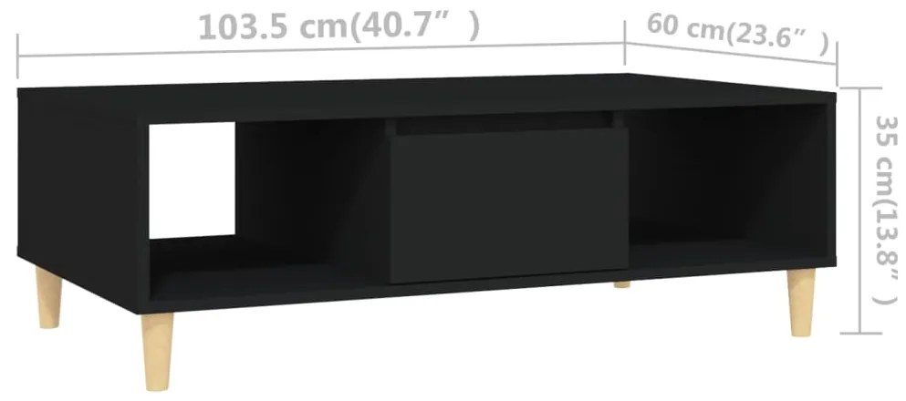 Konferenční stolek černý 103,5 x 60 x 35 cm dřevotříska - Default Title