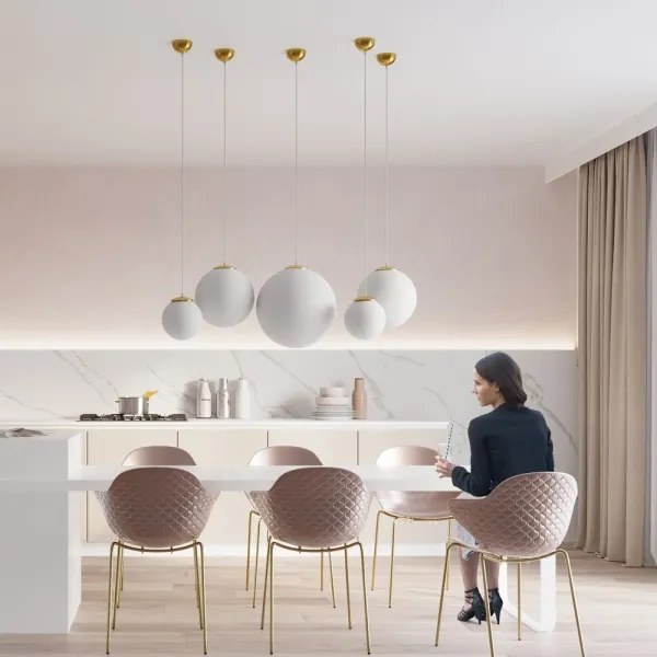 Sollux SL.0716 - Lustr na lanku TOYA 1xE27/60W/230V pr. 30 cm bílá/zlatá