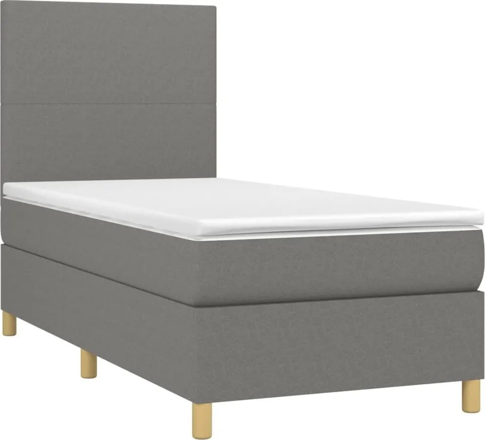 vidaXL Box spring postel s matrací a LED 90x200 cm textil [3135246] Barva: krémová