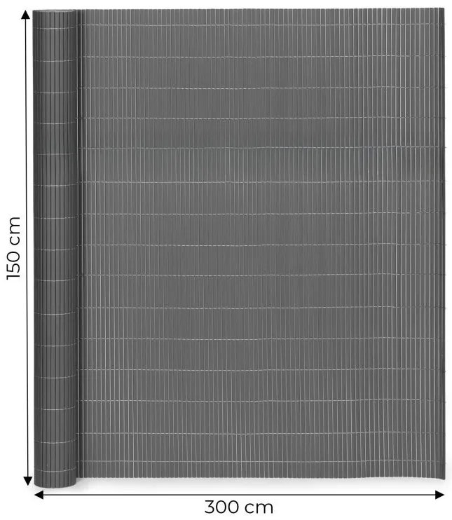 Oboustranná antracitová PVC zástěna na balkony, ploty a terasy Šířka: 1,5 m | Délka: 3 m