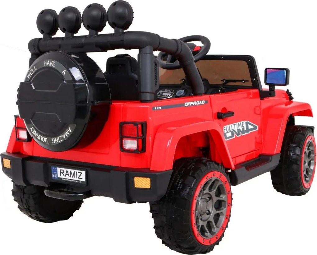 Ramiz Dětské terénní auto Full Time 4WD červené na dálkové ovládání + pohon 4x4 + LED audio + úložný prostor