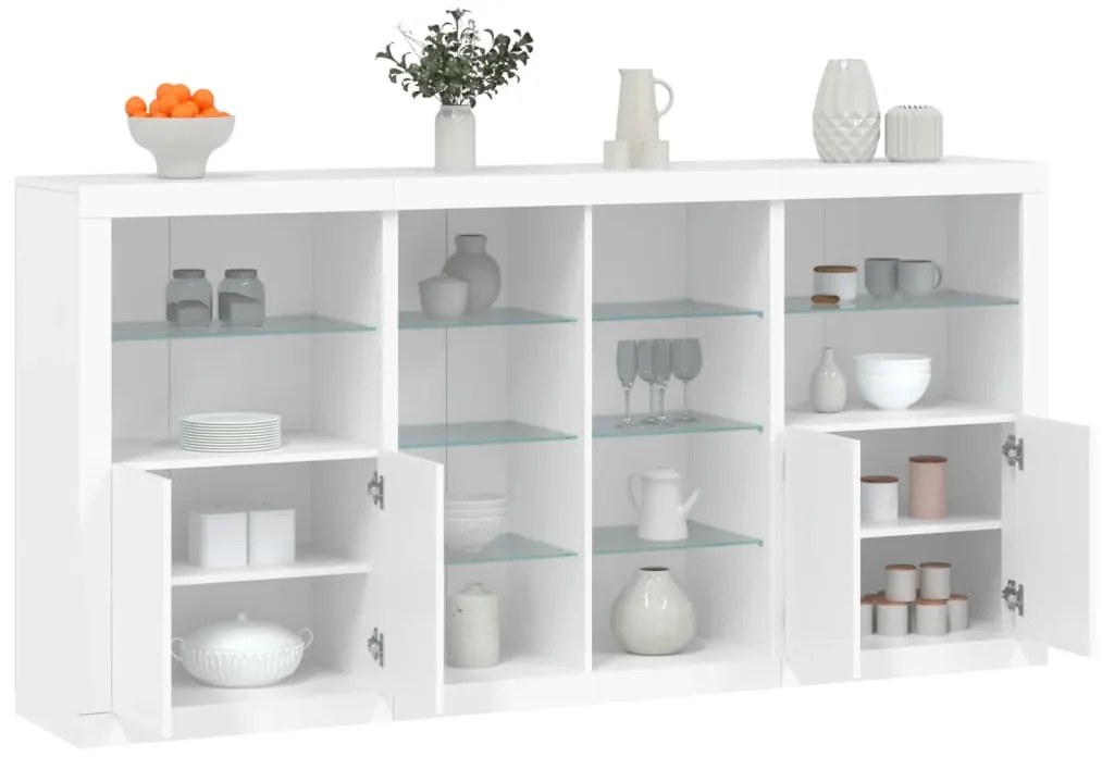 Příborník s LED osvětlením bílý 202 x 37 x 100 cm 3209184