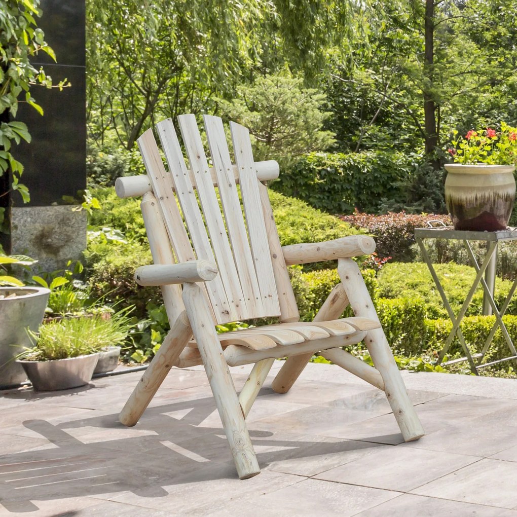 Outsunny Adirondack zahradní židle zahradní křeslo dřevěná židle s vysokým opěradlem a područkami jedlové dřevo přírodní 83 x 68 x 101 cm | Aosom
