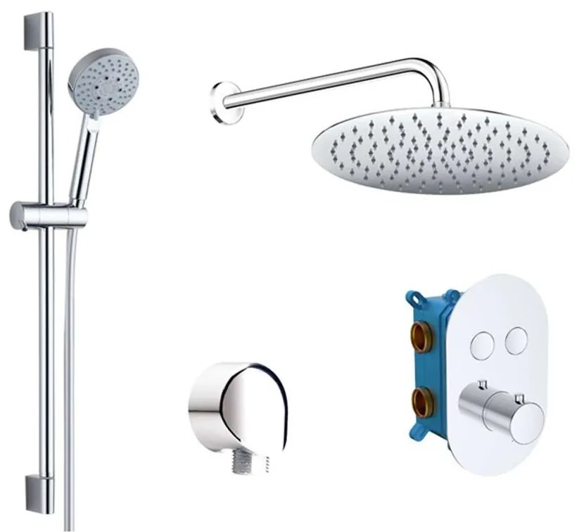 Mereo - Sprchový set s termostatem pod omítku, 20 cm, 5 proudů, chrom CB60106TB2
