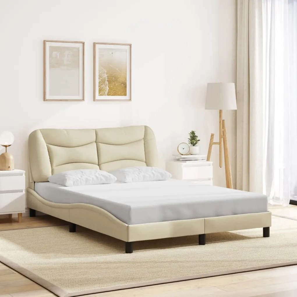 Rám postele s LED bez matrace Hvar Cream 140x200 cm Látka 3213709