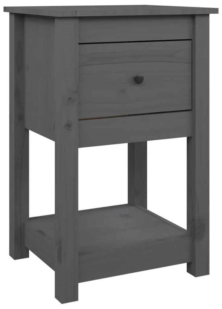 821733 vidaXL Noční stolek šedý 40 x 35 x 61,5 cm masivní borové dřevo