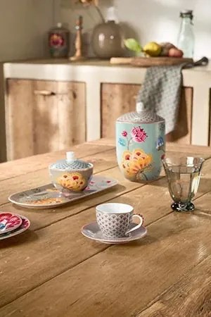 Pip Studio Blooming Tales espresso šálek s podšálkem 100ml, khaki (stylový šálek na espresso)