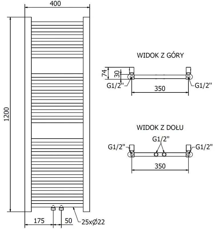 Mexen Mars, elektrické topné těleso 1200 x 400 mm, 300 W, zlatá lesklá, W110-1200-400-2300-50