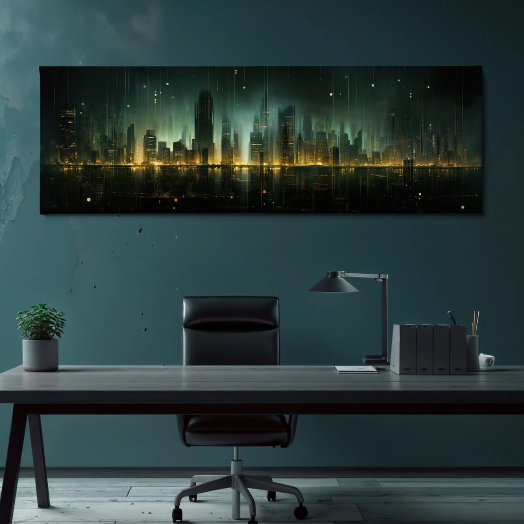 Obraz na plátně - Futuristické město - Abstrakce - Město zítřka FeelHappy.cz Velikost obrazu: 120 x 40 cm