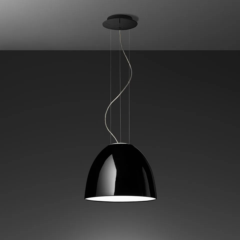 Artemide A244910 Nur Gloss mini Halo Black , závěsné svítidlo v černém lesku, 1x150W E27, prům. 36cm