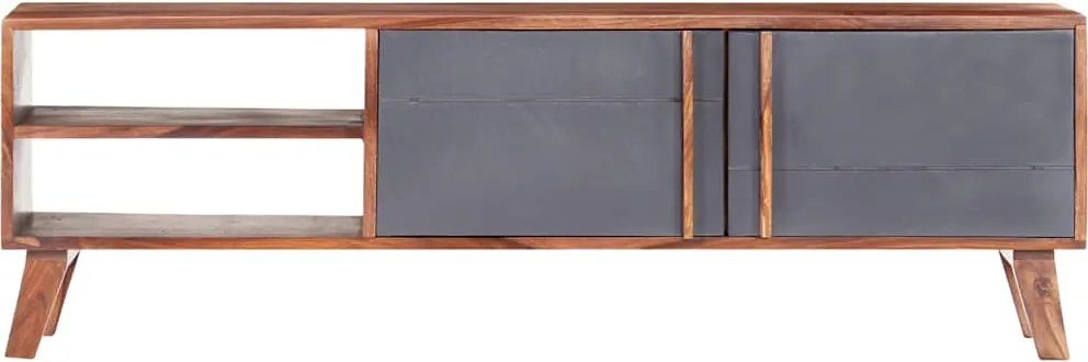 TV stolek šedý 140 x 30 x 45 cm masivní dřevo 286369