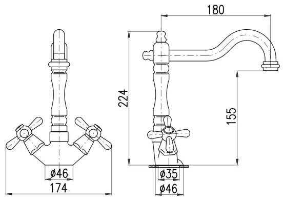 RAV Slezák MK121.0/8CMATSM - Umyvadlová baterie +výpusť MORAVA RETRO černá/mosaz