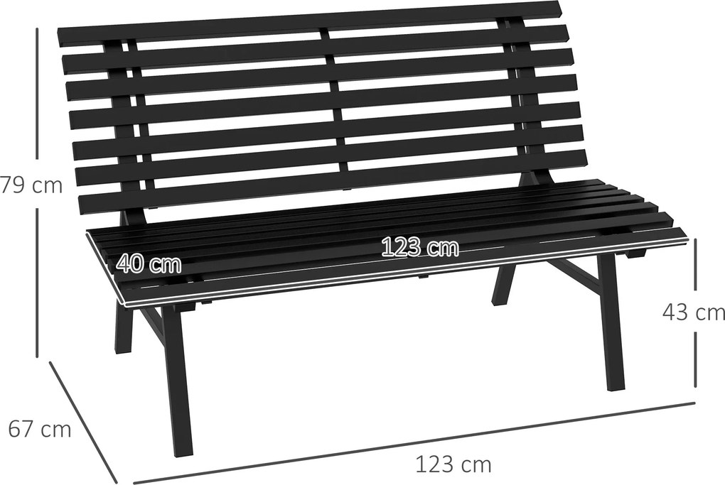 Outsunny Hliníková Zahradní Lavice pro 2 Osoby, Odolná Proti Počasí, UV-odolný Zahradní Nábytek s Designem Žaluzií, Parková Lavice s Nosností 240kg, …