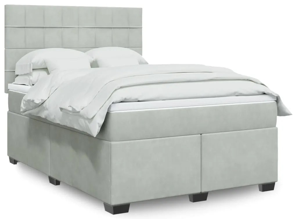 Box spring postel s matrací světle šedá 160x200 cm samet 3293254