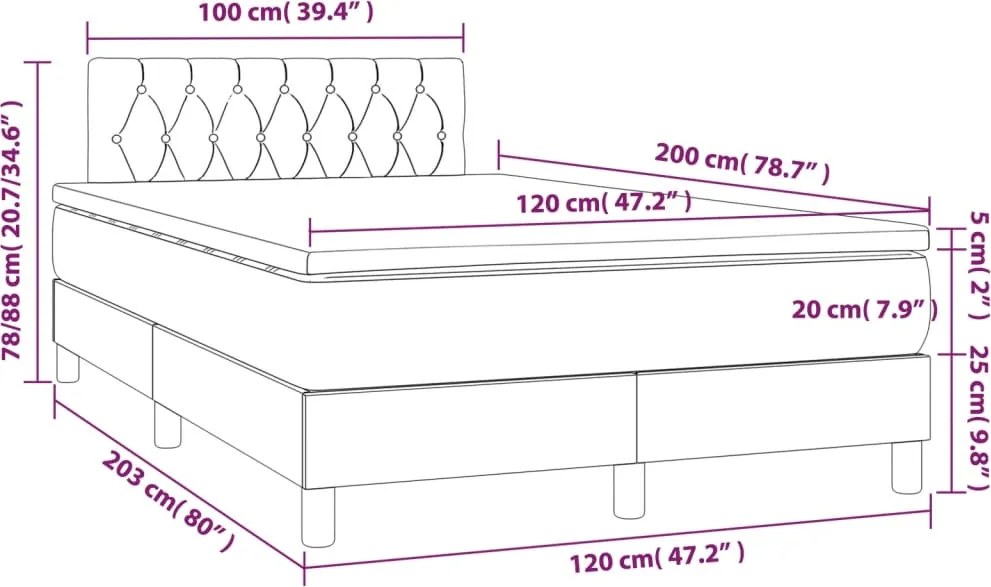 Box spring postel s matrací černá 120x200 cm textil 3140283
