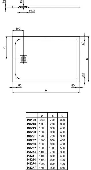 Ideal Standard UltraFlat S Sprchová vanička 120x90 cm, písková K8230FT