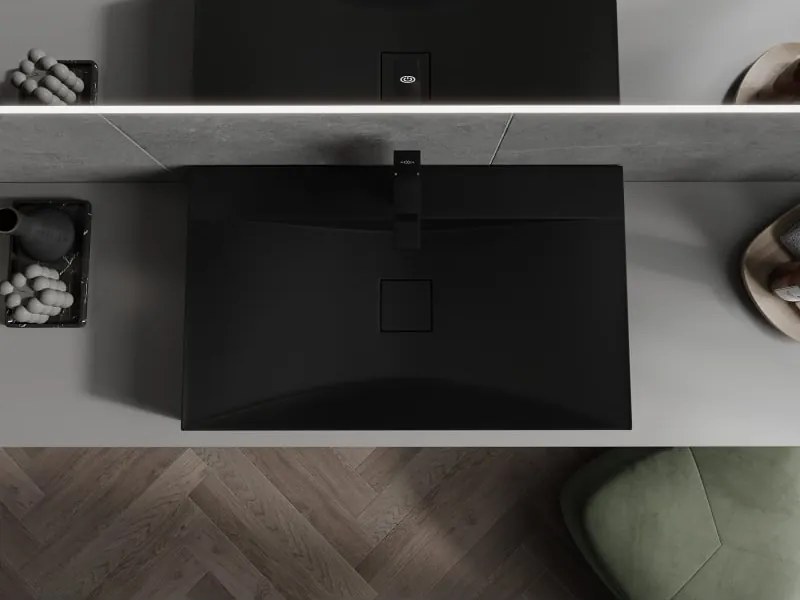 Mexen Poli umyvadlo na desku z konglomerátu 1/O 80 x 48 cm, černé - 23028071