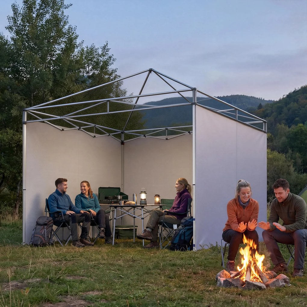 Outsunny 3dílná sada bočních panelů se zipem pro altán 3 x 3 m, tmavě modrá