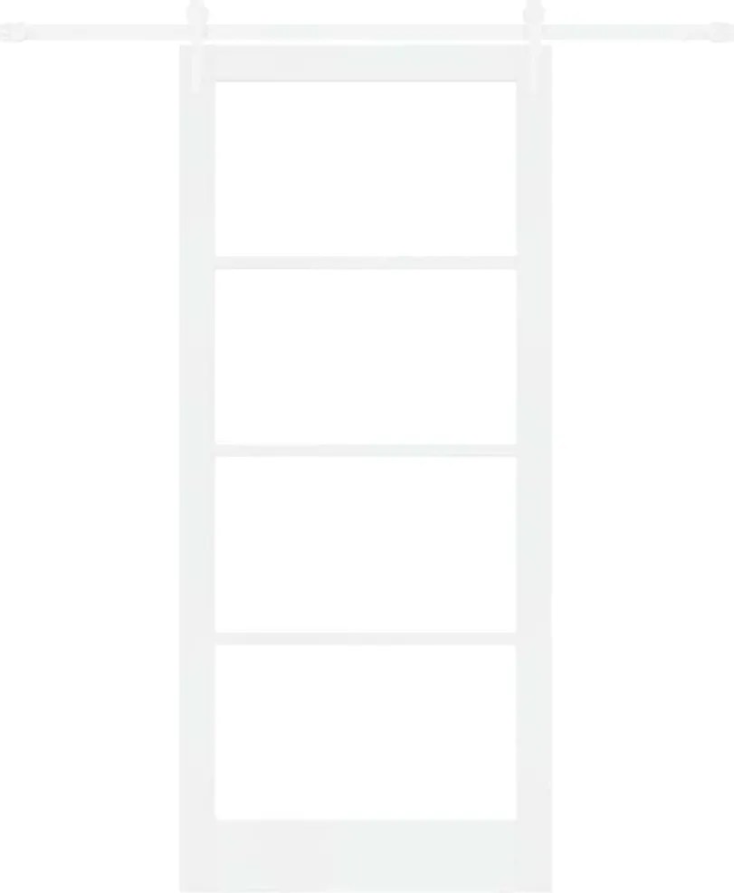 Posuvné dveře 93 x 211 cm Masivní borové dřevo a sklo Bílá 3332374