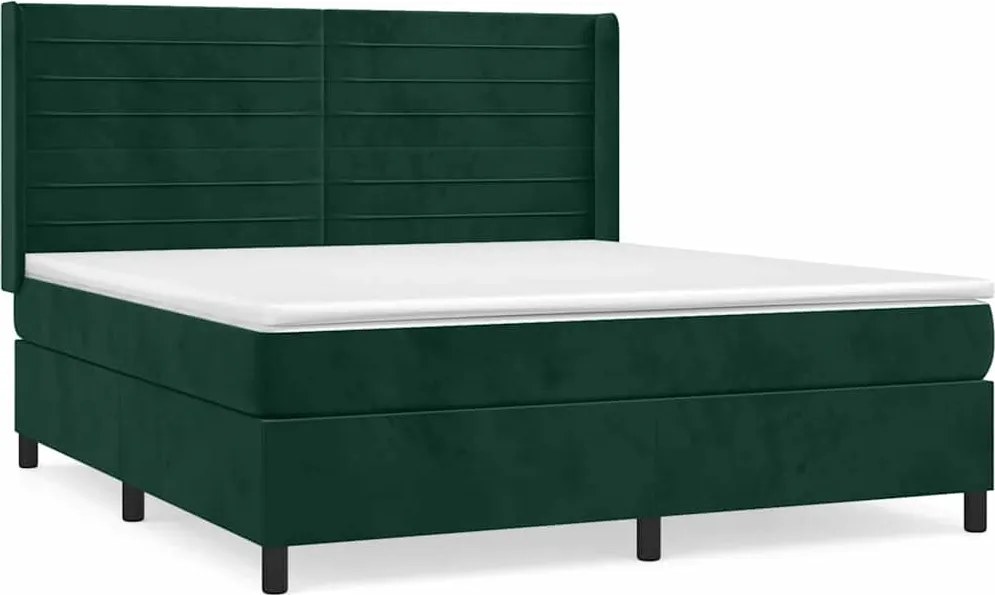 Box spring postel s matrací tmavě zelená 180x200 cm samet 3132756
