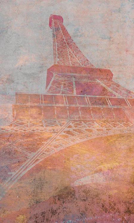 DIMEX | Vliesová fototapeta na zeď Abstrakt Eiffelova věž II. MS-2-0376  | 150 x 250 cm | oranžová, růžová, vícebarevná