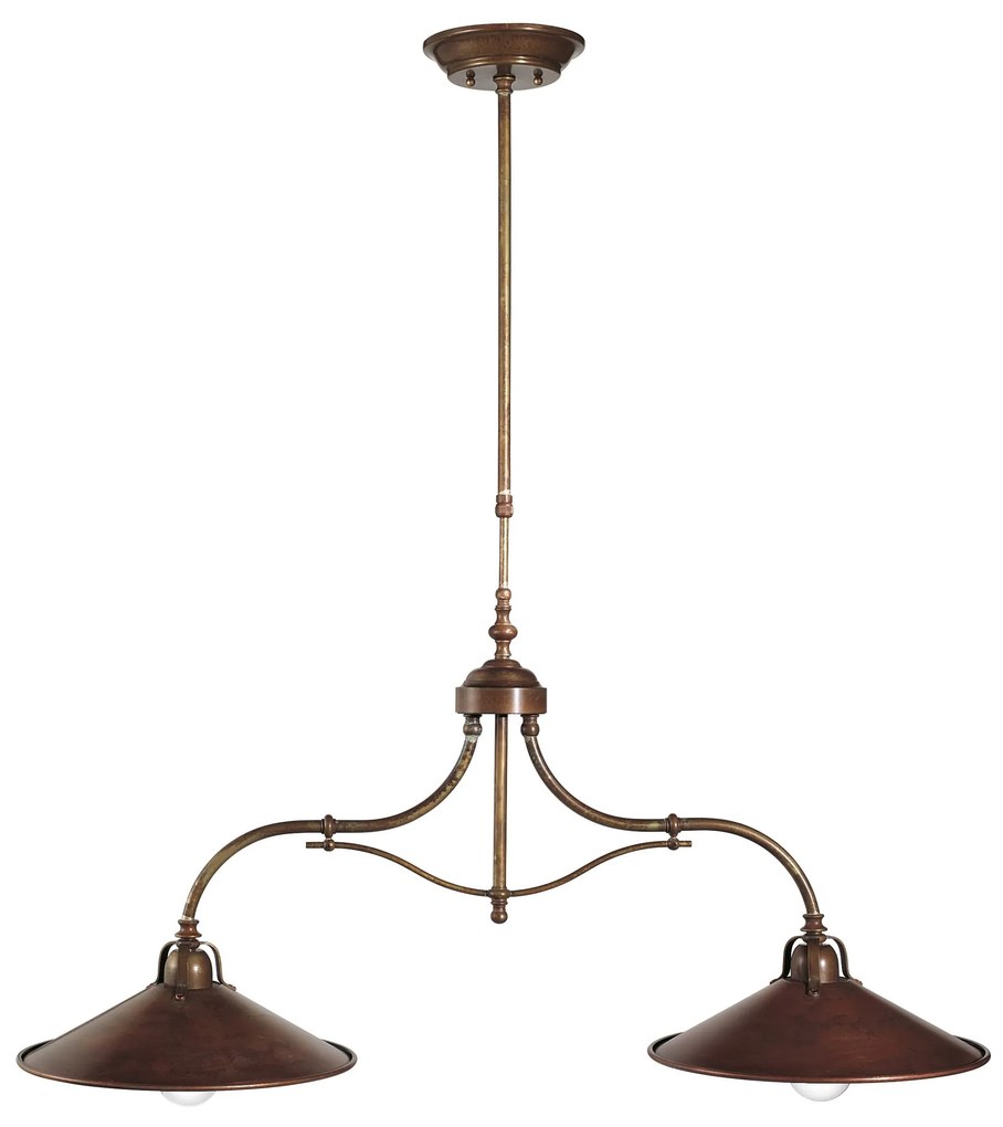 Il Fanale 203.10.OF Poggio, závěsné rustikální svítidlo z mosazi a železa, 2x77W E27, šířka 90cm