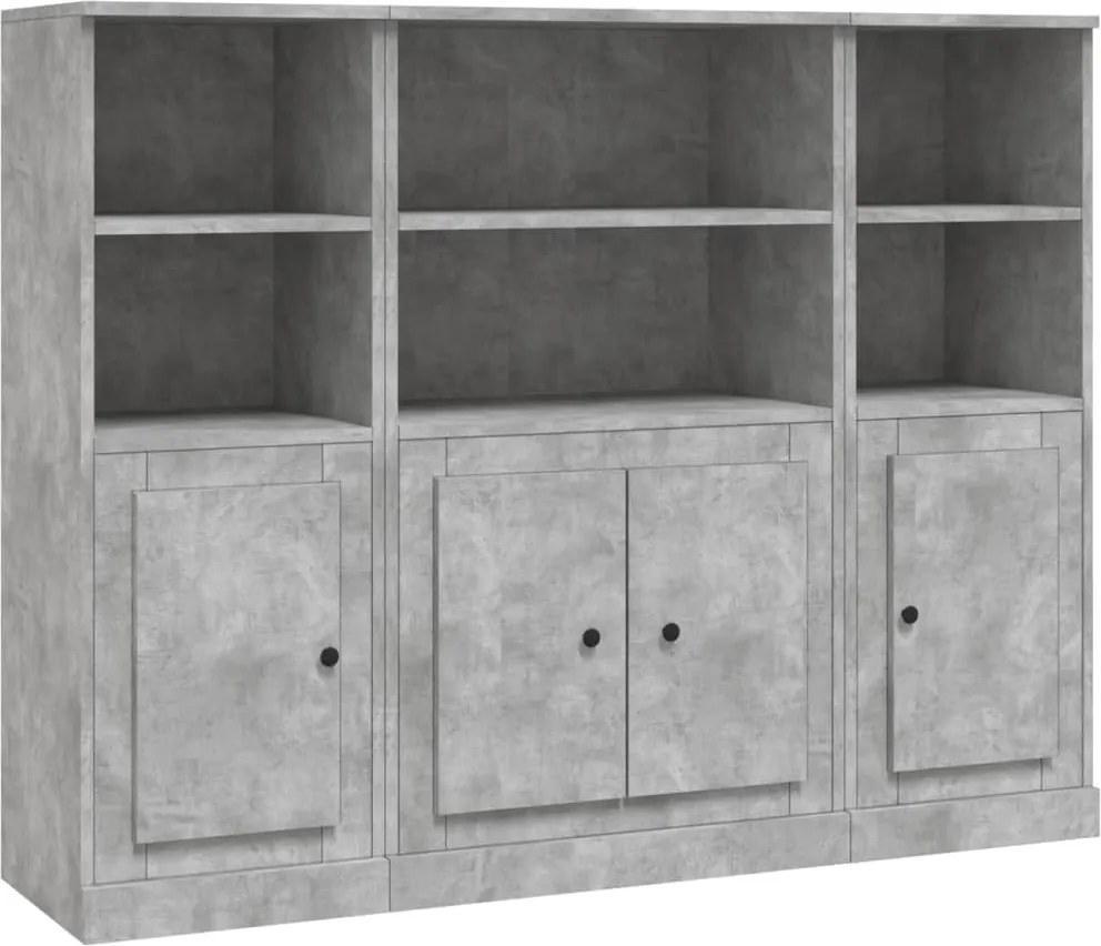 Příborníky 3 ks betonově šedé kompozitní dřevo 3185307