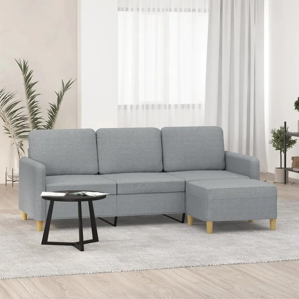 3místná pohovka s podnožkou světle šedá 180 cm textil 3201192