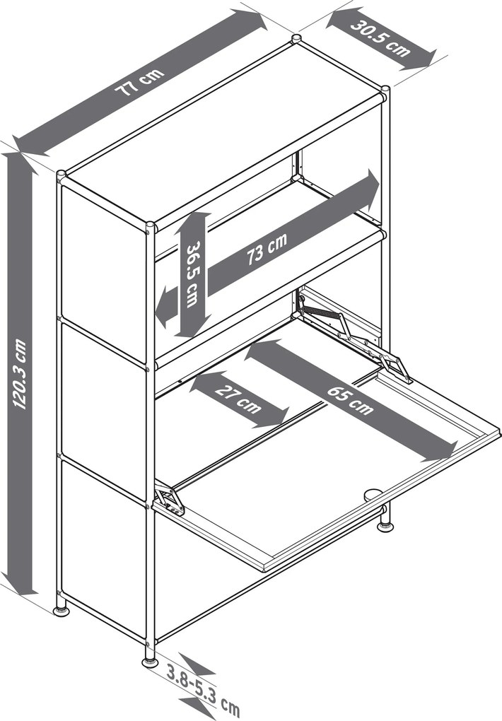 Tchibo - Kovová komoda »Cn3 Slim Line« se 2 přemístitelnými výklopnými dvířky - barva: bílá