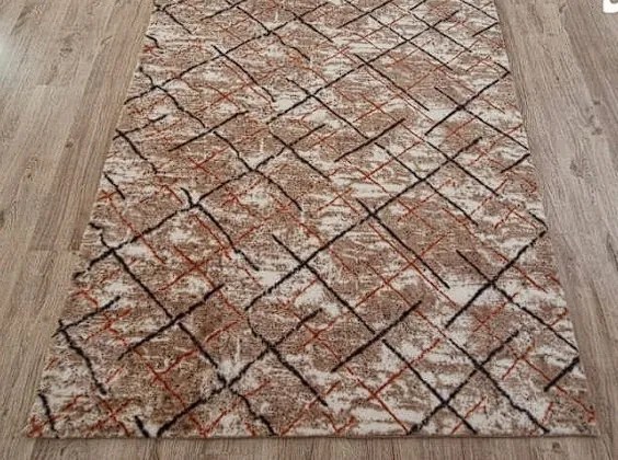 HU Béžový koberec Plush Deluxe, červený s mramorovým vzorem Rozměr: 50x80 cm
