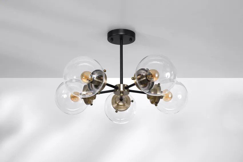 Černo-patinové stropní svítidlo Lens pro žárovku 5x E14  - Candellux