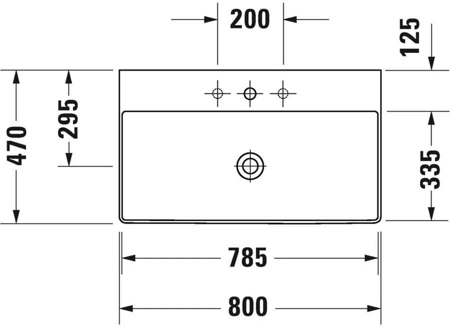 Duravit DuraSquare - Umyvadlo, 80x47 cm, bílá 2353800041