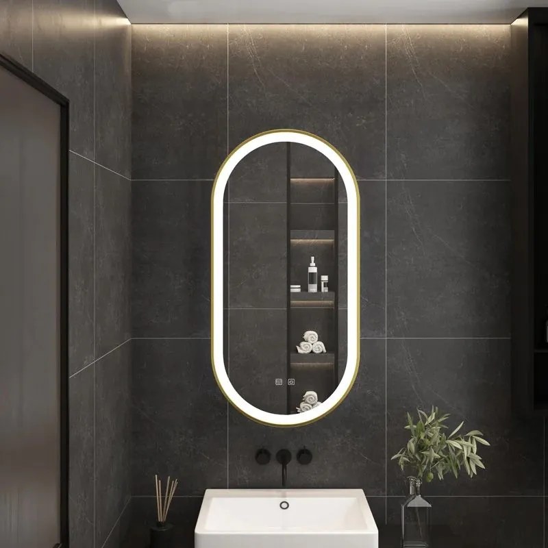 Tutumi Oválné zrcadlo 50x100 cm s vyhříváním a regulovatelným LED osvětlením HOM-02506