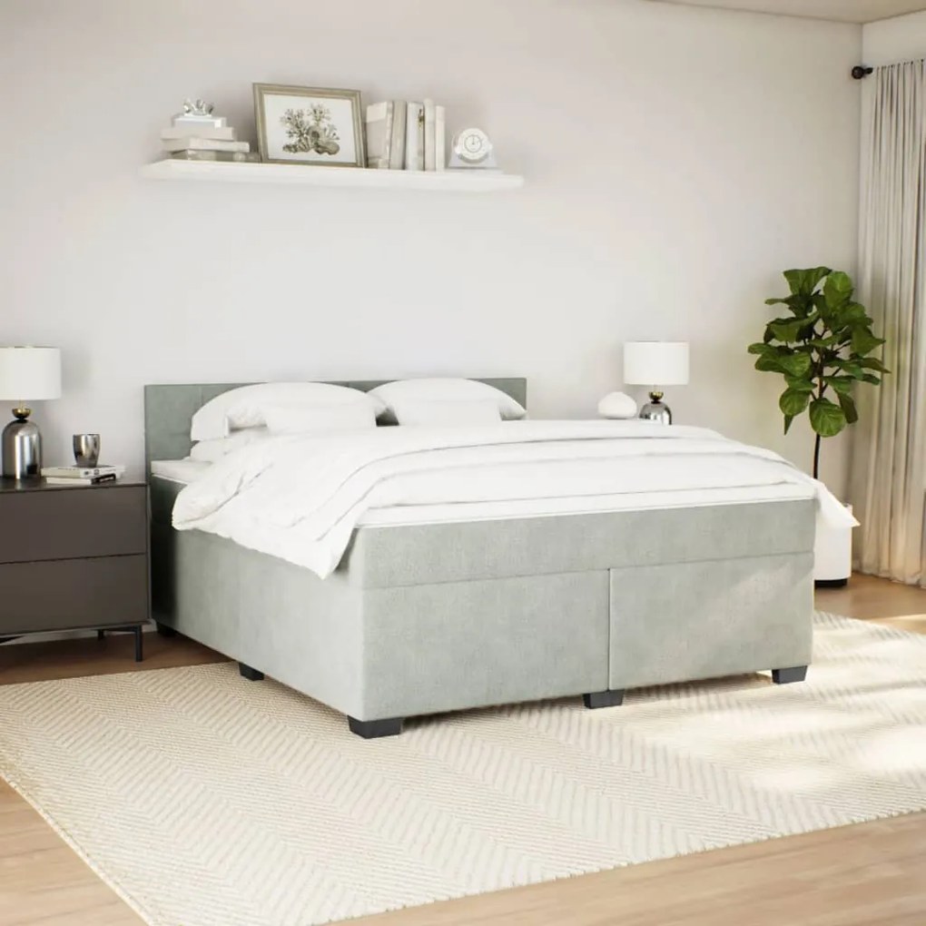Box spring postel s matrací světle šedá 180x200 cm samet 3286378
