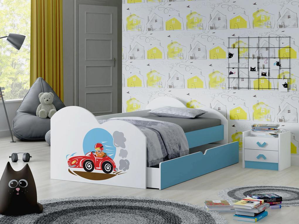 Svět pokojů Dětská postel s obrázkem Klasik AUTO Barva: Cappucino, Úložný prostor: ANO, Rozměr: 160x80 cm