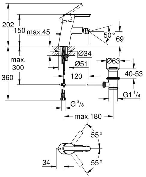GROHE 32558000 - Bidetová baterie FEEL DN 15 lesklý chrom