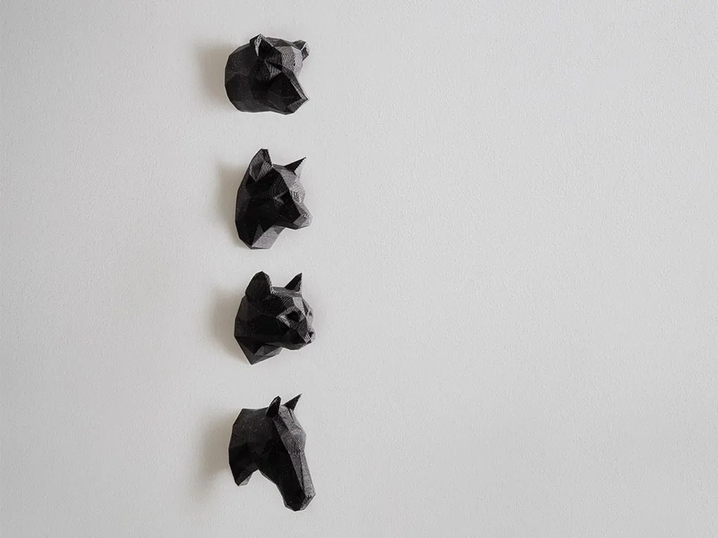POLLY – Geometrický háček – Vlk Barva: Černá, Typ: s kombi šroubem, Varianta: Kompletní produkt