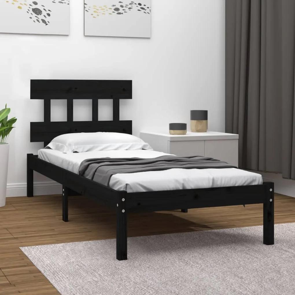 Rám postele černý masivní dřevo 90 x 190 cm jednolůžko,  3104707