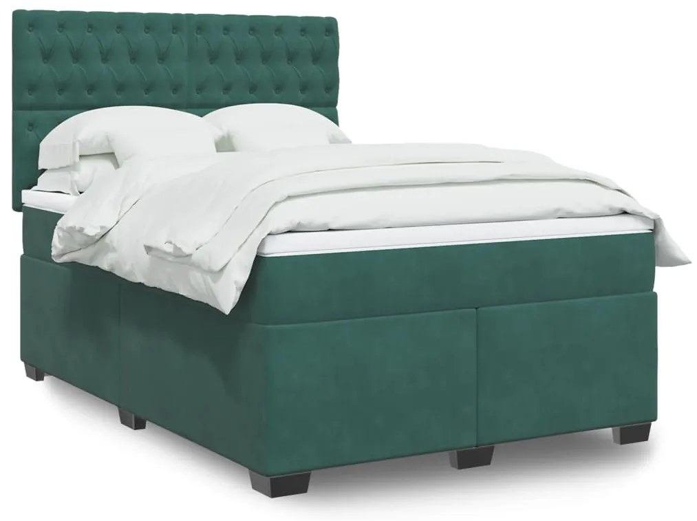 Box spring postel s matrací tmavě zelená 160x200 cm samet 3293263