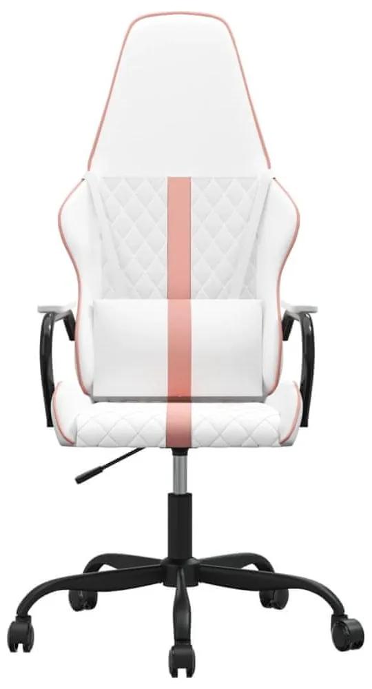 Petromila Masážní herní židle růžová a bílá umělá kůže