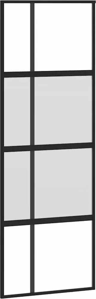 Posuvné dveře černé 76 x 205 cm tvrzené sklo a hliník 155228